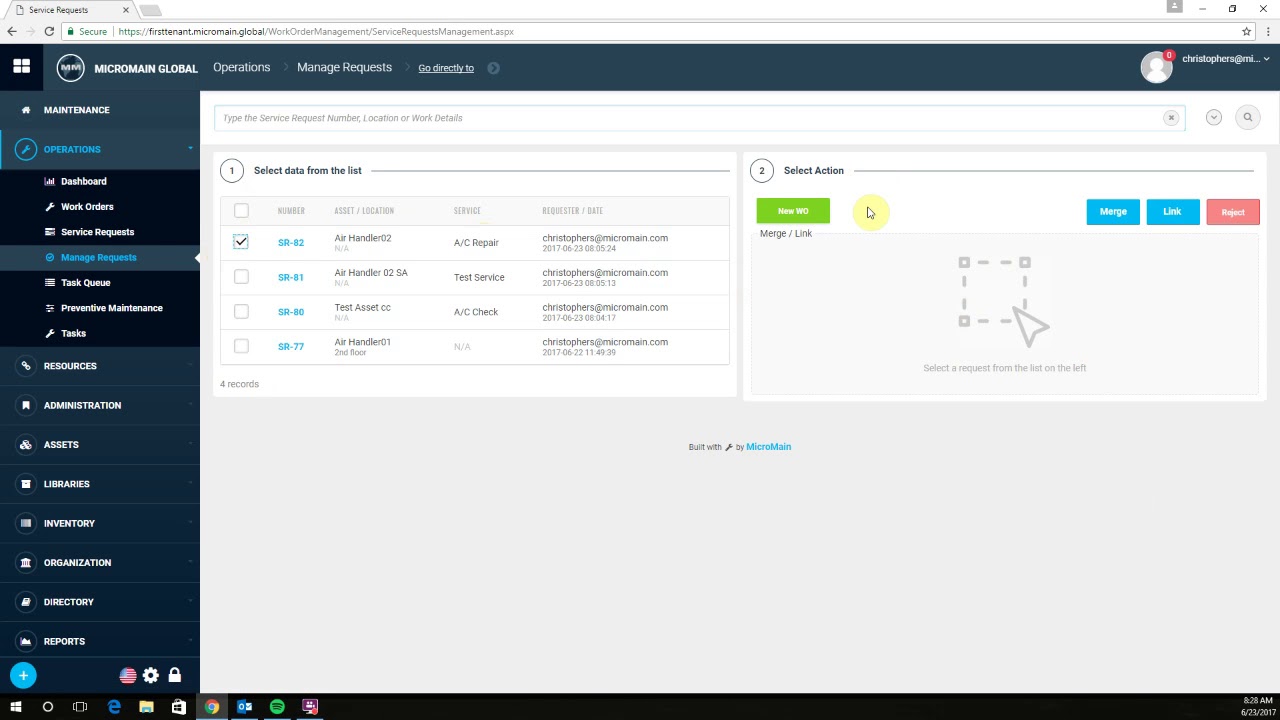 MicroMain GLOBAL: Reject Service Request - YouTube