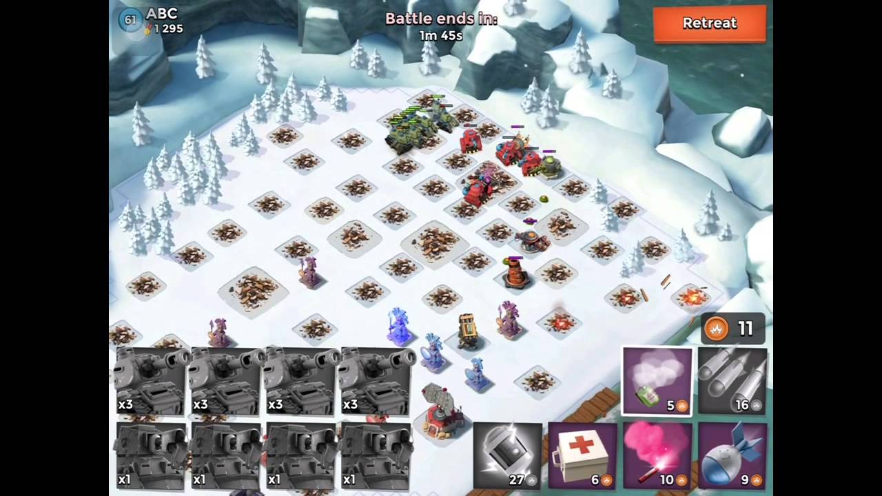 Boom beach "Scank" Combo Against Ice Boosted Bases - YouTube