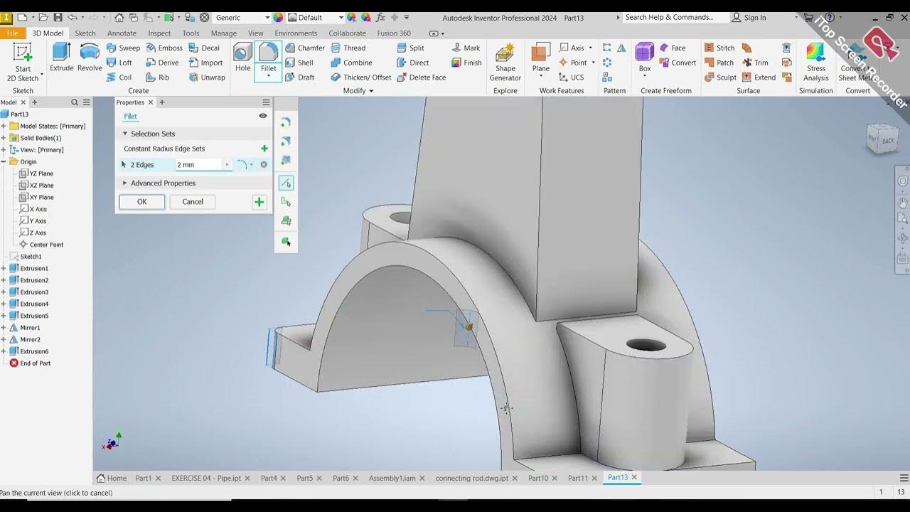 How to Design a Connecting Rod in Autodesk Inventor | Step-by-Step 3D Modeling Tutorial - YouTube