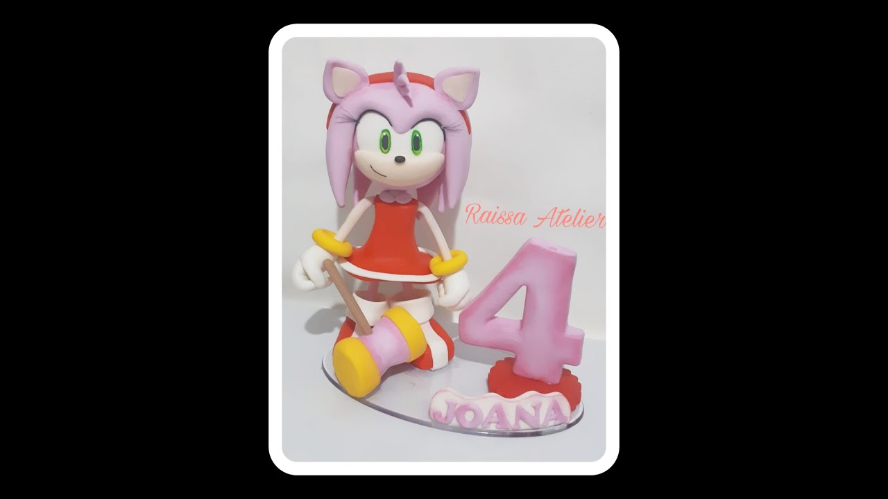 Topo de Bolo Amy Rose em Biscuit - YouTube