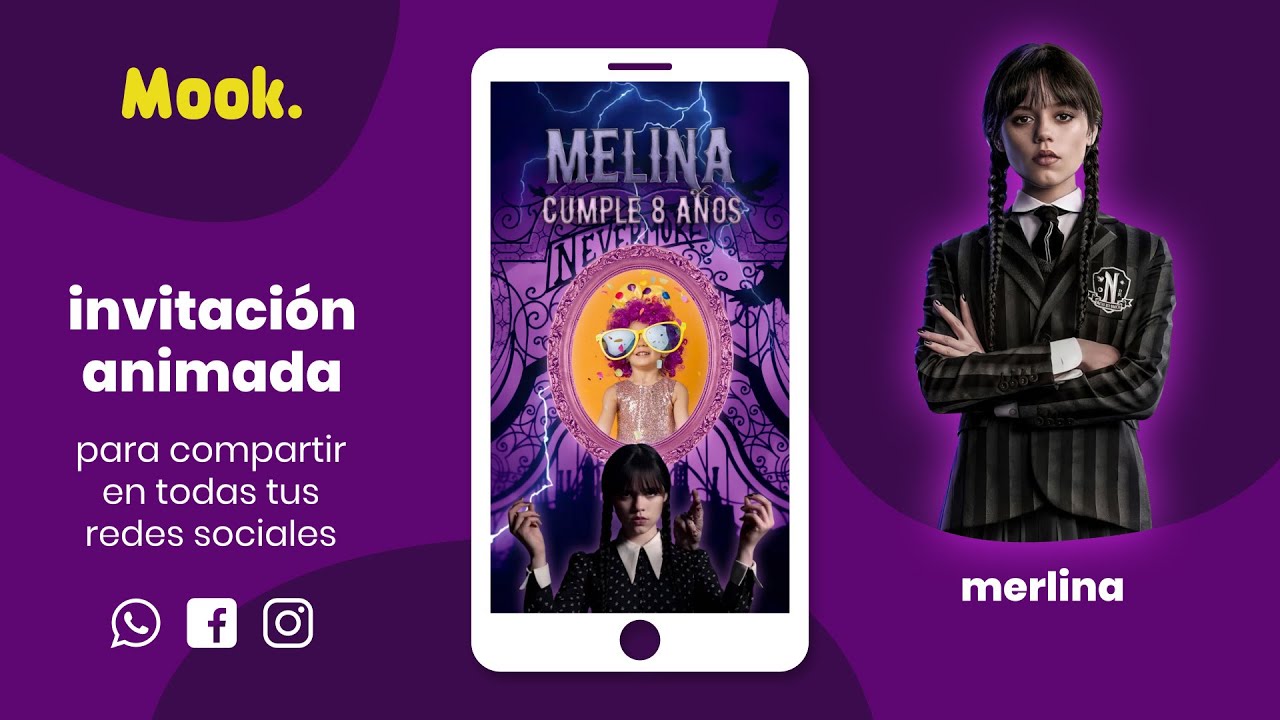 Merlina Addams Video Invitación Animada Digital Cumpleaños - YouTube