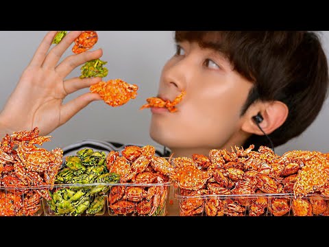 (SUB) ASMR SEAFOOD FRIED CRAB EATING SOUNDS EXTREME CRUNCHY Mukbang Show