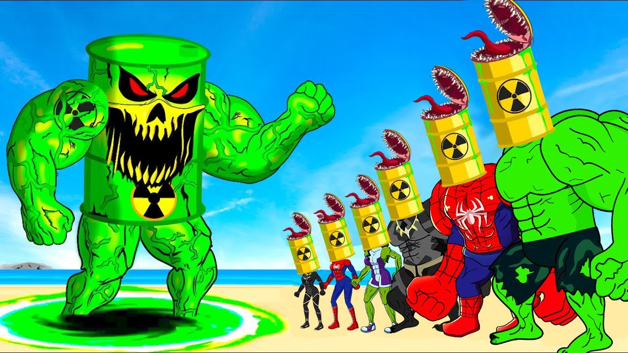 Team HULK Family & SPIDERMAN, BATMAN vs MONSTER RADIATION: Monsters ...