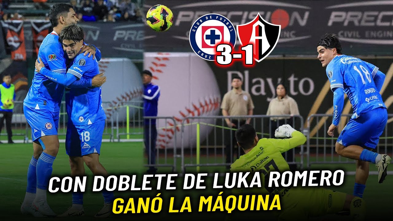 CRUZ AZUL 3-1 ATLAS | RESUMEN y GOLES | DOBLETE de Luka Romero y ANOTA ...