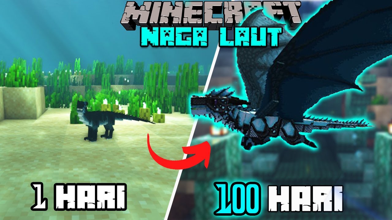100 Hari di Minecraft Tapi Jadi Naga Laut! - YouTube