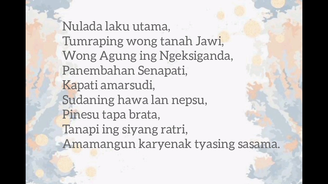 Serat Wedhatama Pupuh Sinom Pada 1 #Smansar Ips 3 - YouTube