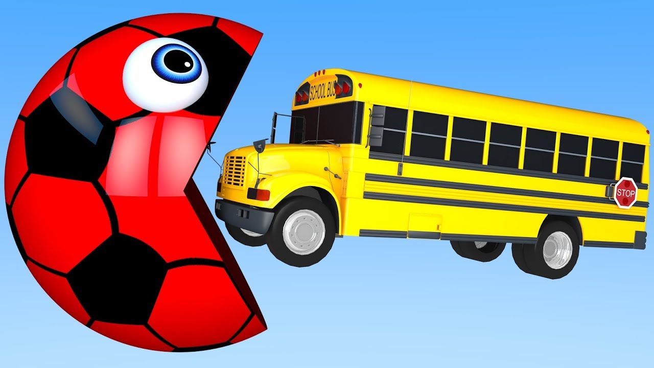 Learn Colors with PACMAN and School Bus Street Vehicle for Children ...