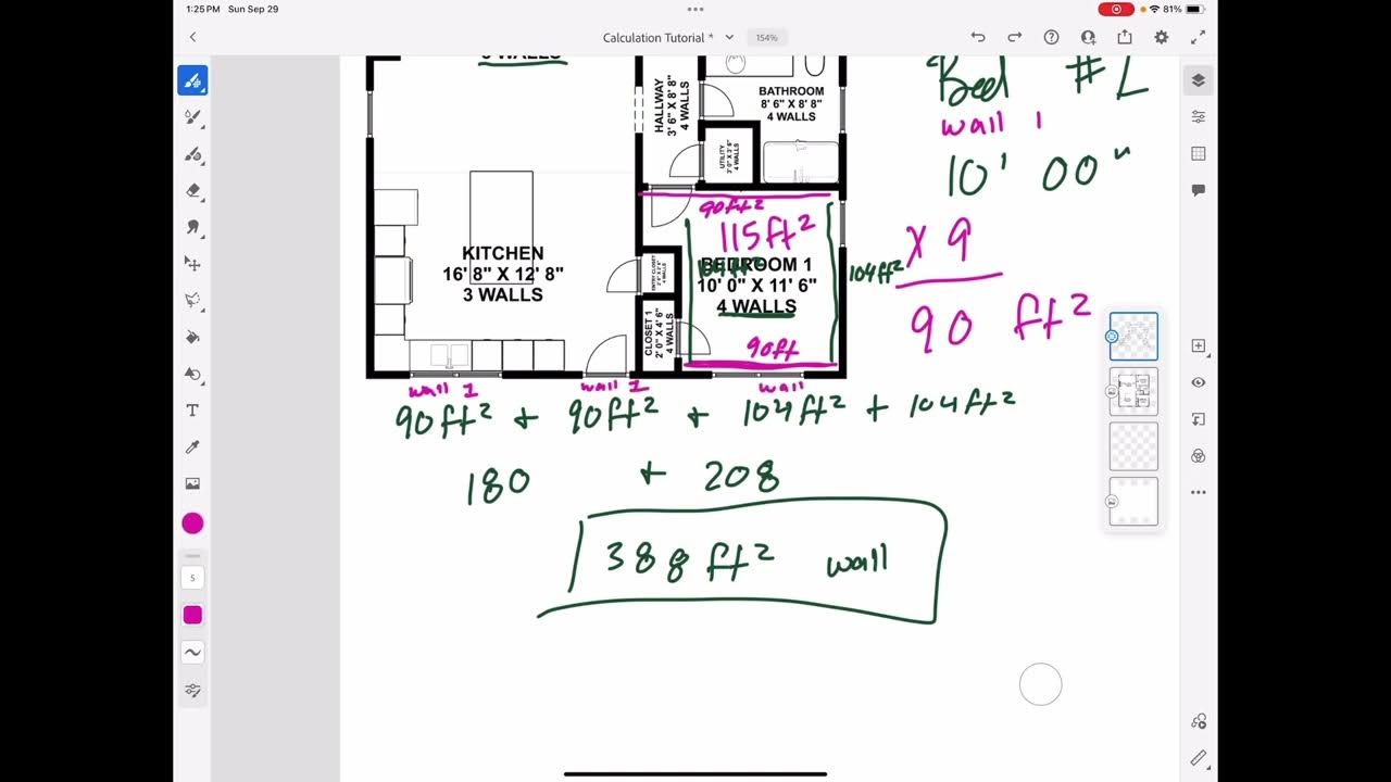 How to Calculate Area of Walls - Floor Plans - YouTube