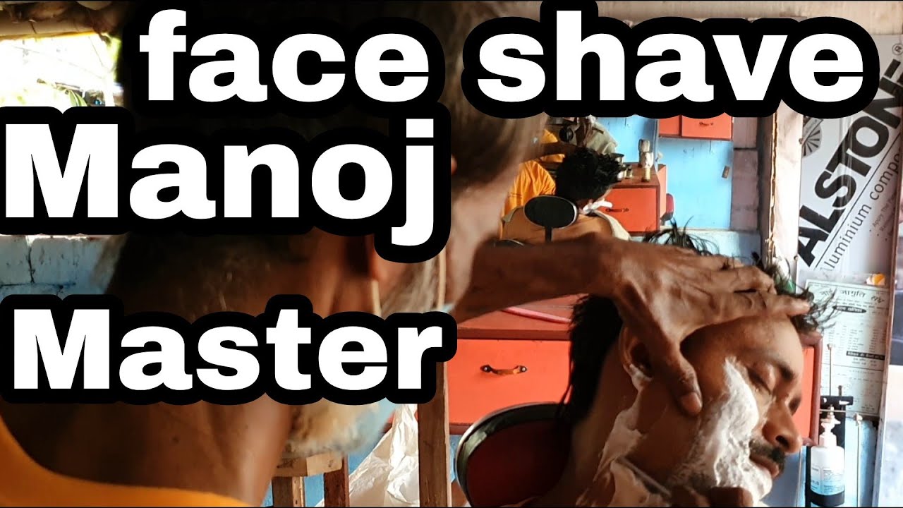 Manoj Master Sleeping Mode face shave with mustache cutting by Indian ...