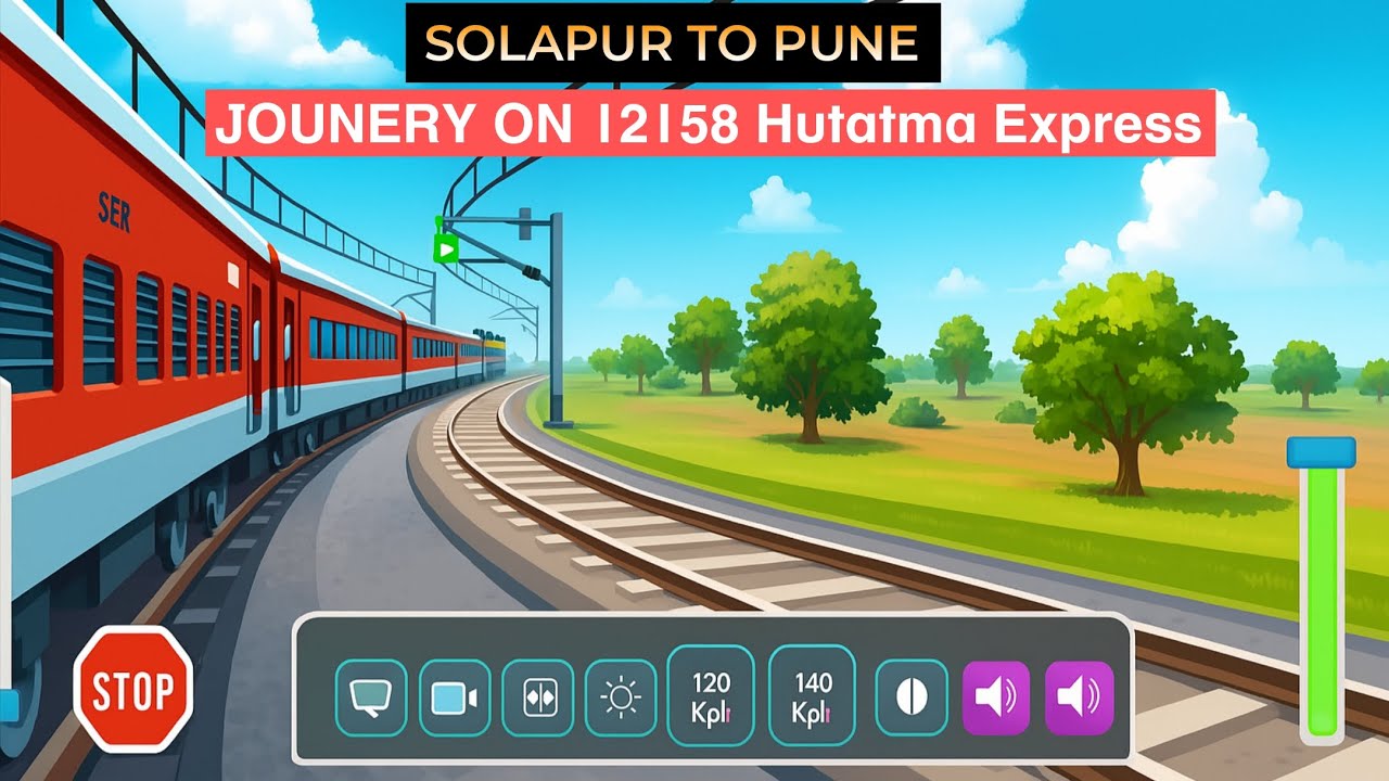 INDIAN LOCAL TRAIN SIMULATOR SOLAPUR - PUNE JOUNERY ON 12158 Hutatma ...