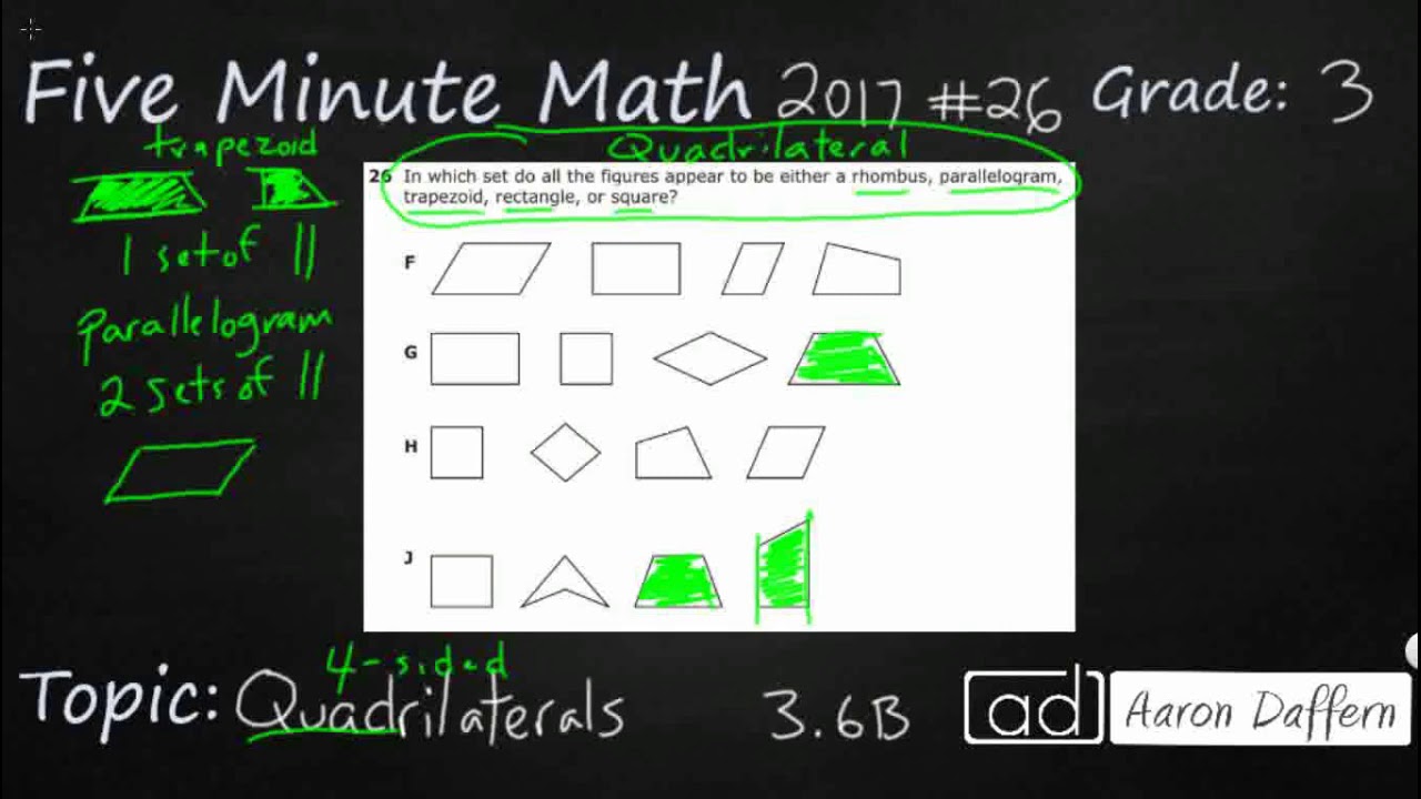 3rd Grade STAAR Practice Quadrilaterals (3.6B - #2) - YouTube
