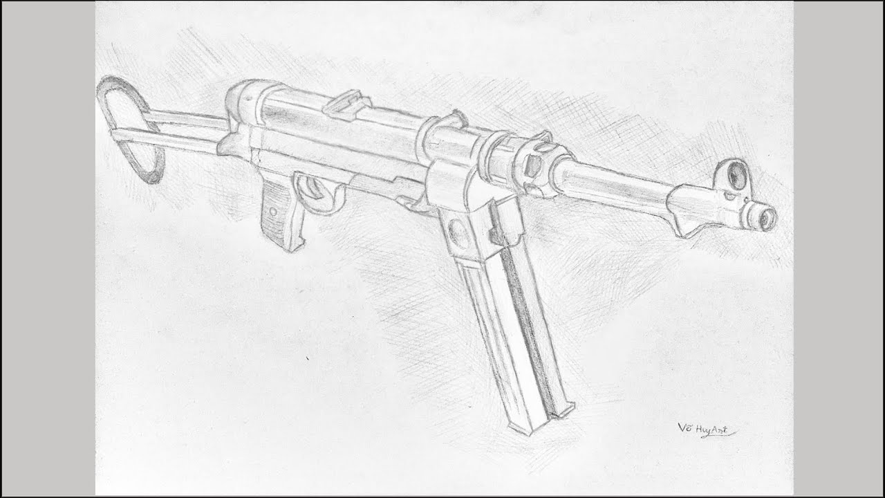Vẽ Súng Tiểu Liên MP40 / Drawing MP40 Submachine Gun - YouTube
