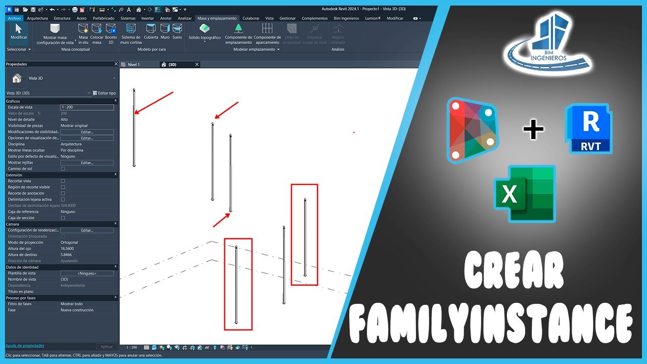 DYNAMO, EXCEL Y REVIT || Crear FamilyInstance por Coordenadas en Excel || BIM INGENIEROS - YouTube