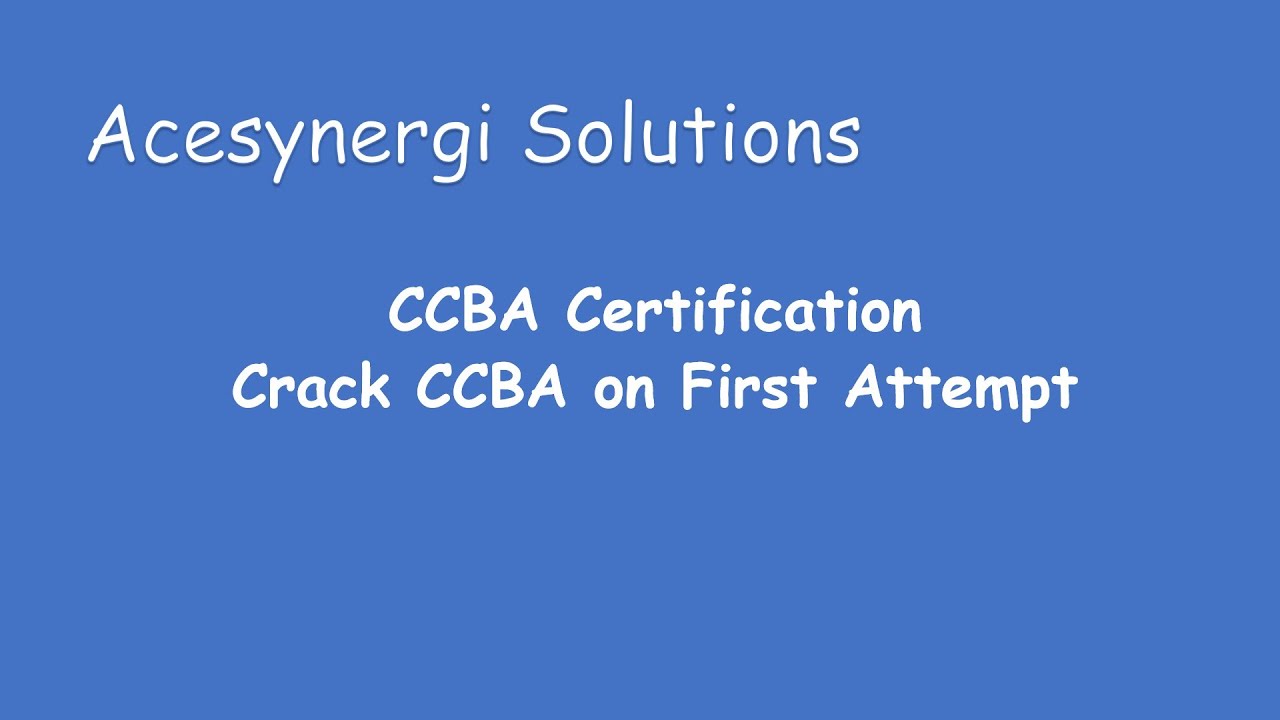 Business Analysis Training | Course CCBA® Certification Training ...