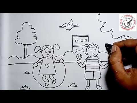 Park (play ground for kids) line drawing HD Part - I, for kids by ...