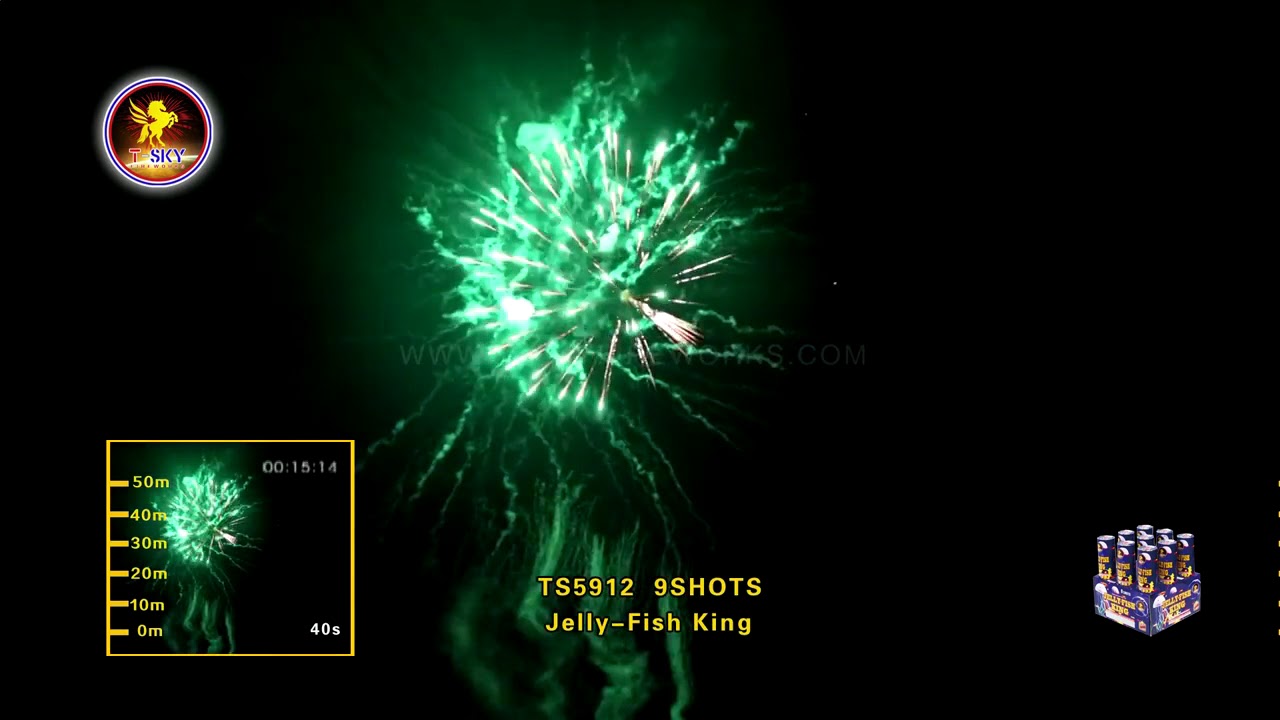Jelly-Fish King - 3" Finale Rack (T-Sky Fireworks) - YouTube