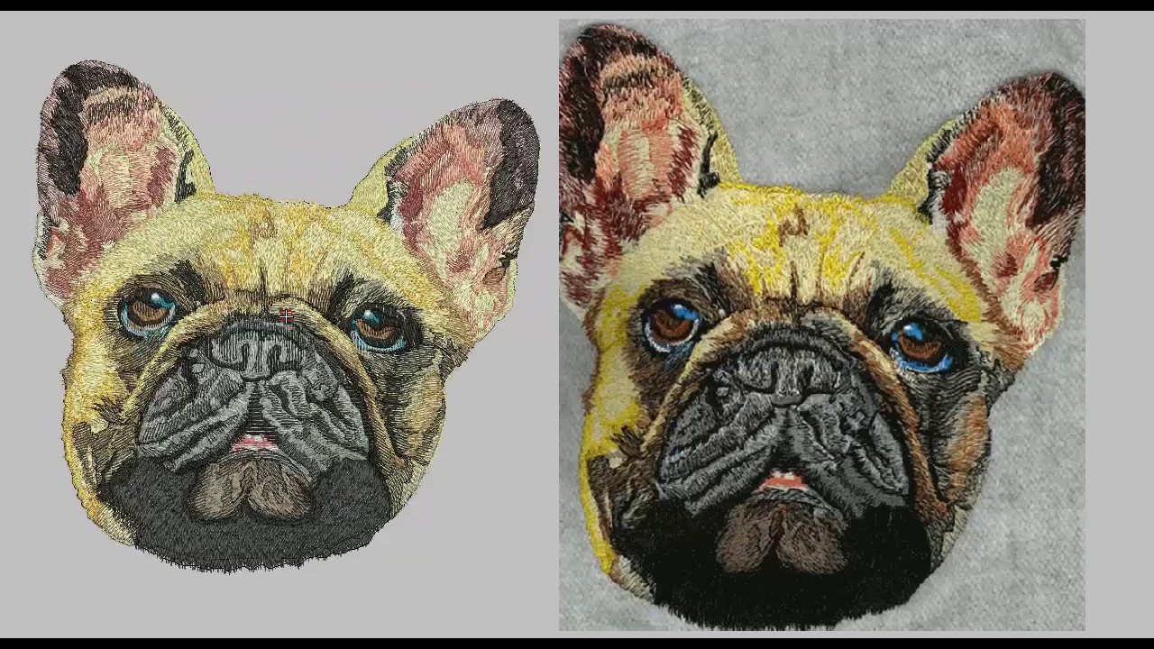 WebBrain Solutions - Award Winning Embroidery Digitizing Skills - French Dog Face Design - YouTube