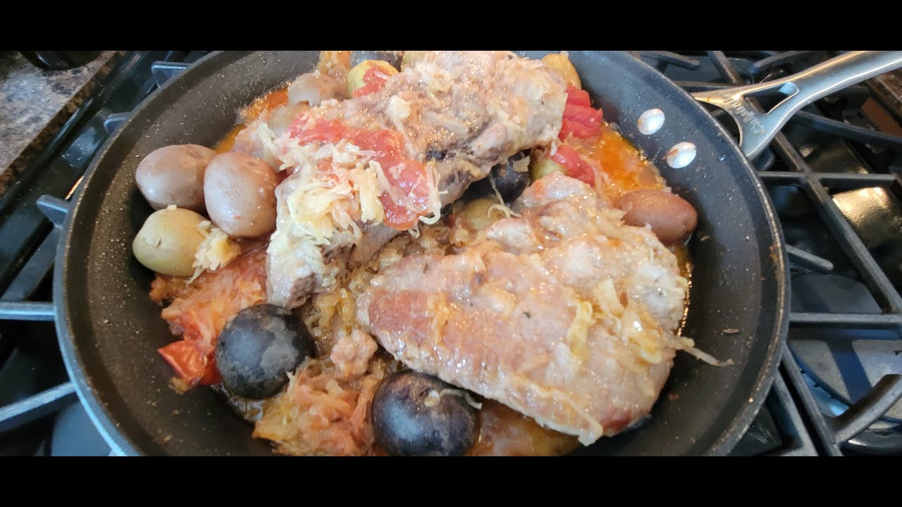 bone in pork country ribs, German style sauerkraut, new potatoes, all ...