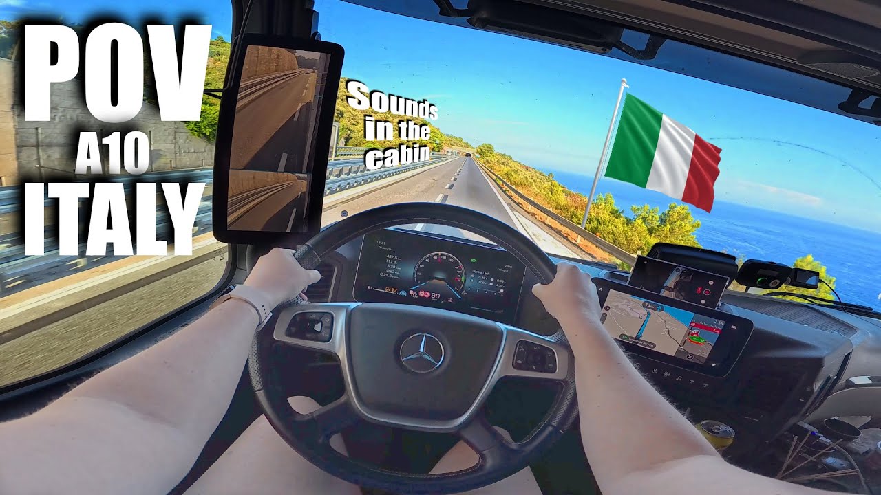 POV Mercedes ActrosL 1953 🚛 /// ITALY A10 Imperia /// no talking - YouTube