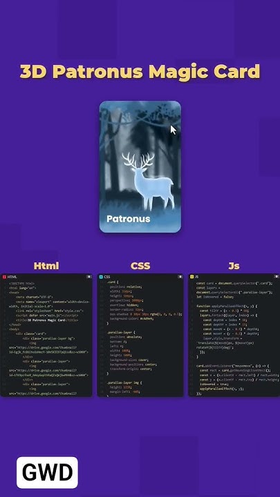 😲😲 3D Card #coding #frontendcourse #webdesign #shortvideo #shorts #viralvideo #css #html #webdev ...