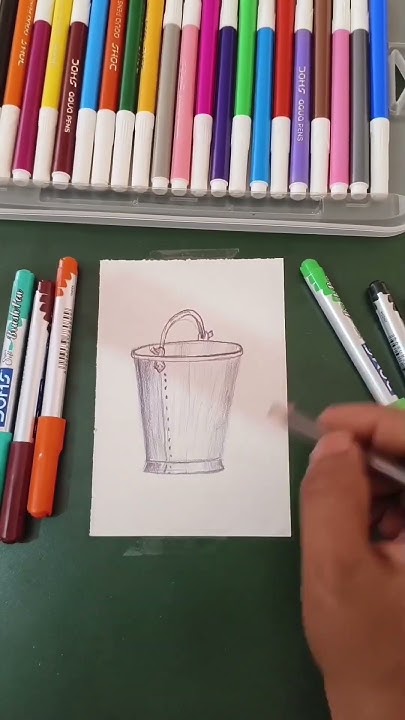 how to draw bucket very easy step by step , 🪣 🙏👍 #bucket #art #drawing ...