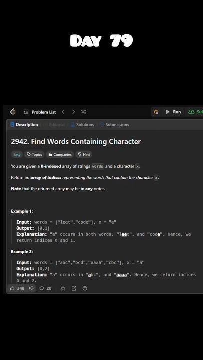 Leetcode 2942 Find Words Containing Character Javaprogramming 9940