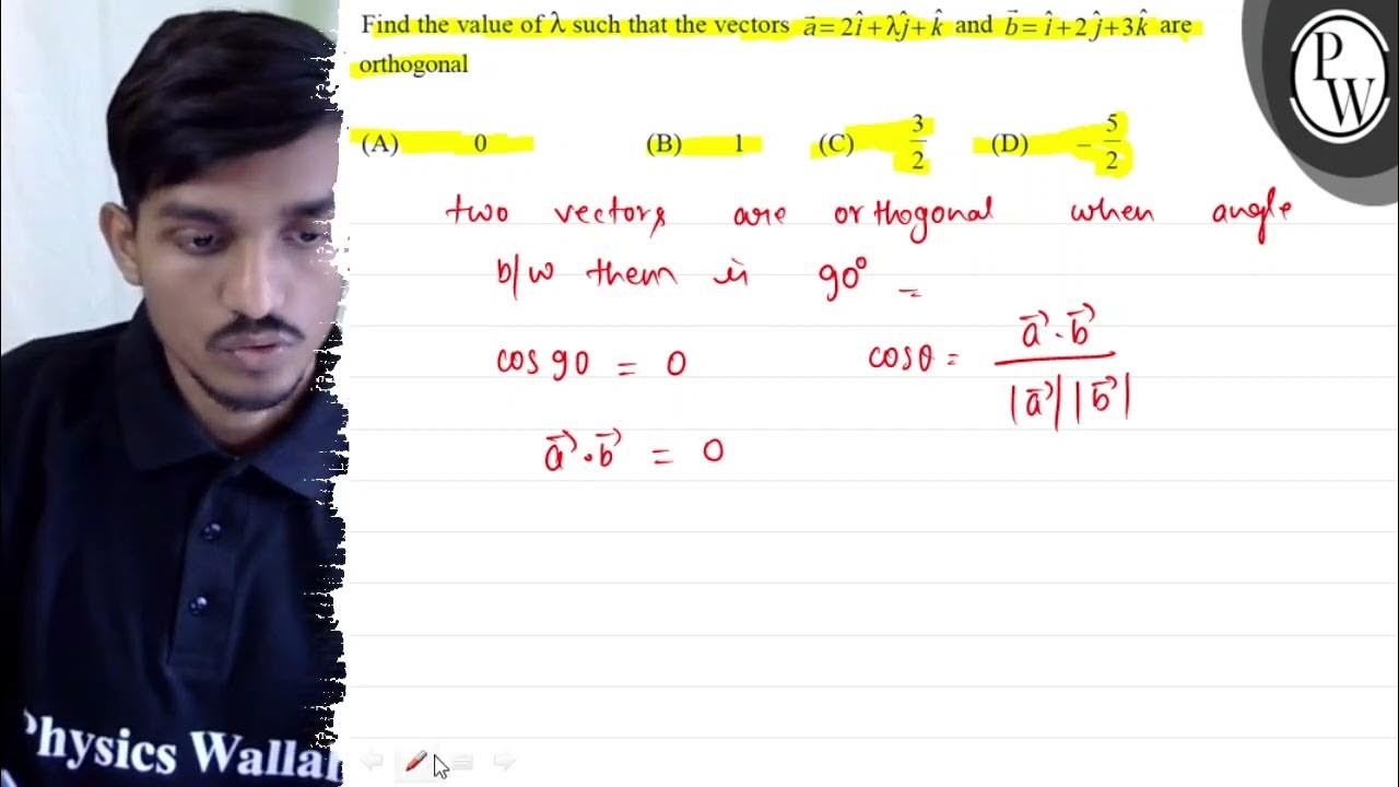 Find the value of \( \lambda \) such that the vectors \( \vec{a}=2 ... - YouTube