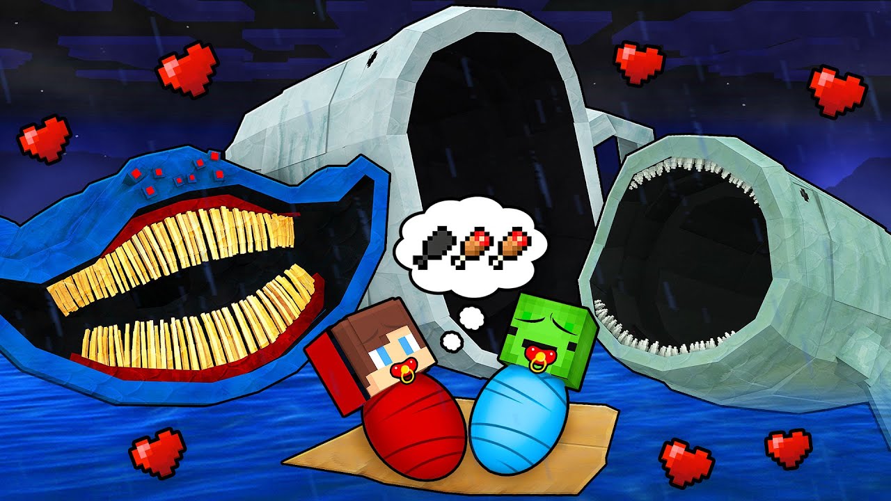 JJ and Mikey Adopted By EL GRAN MAJA & BLOOP & SEA EATER Family in Minecraft - Maizen - YouTube