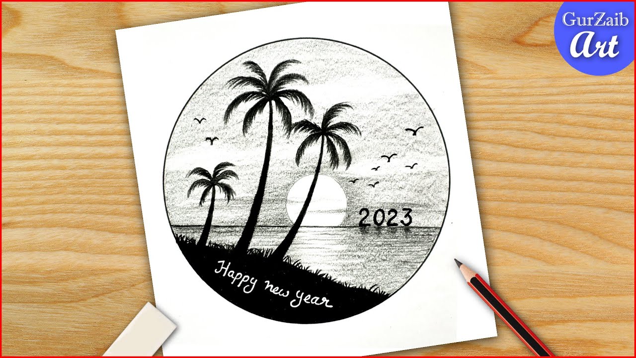 How to draw New Year Pencil Drawing / 2023 pencil shading drawing ...