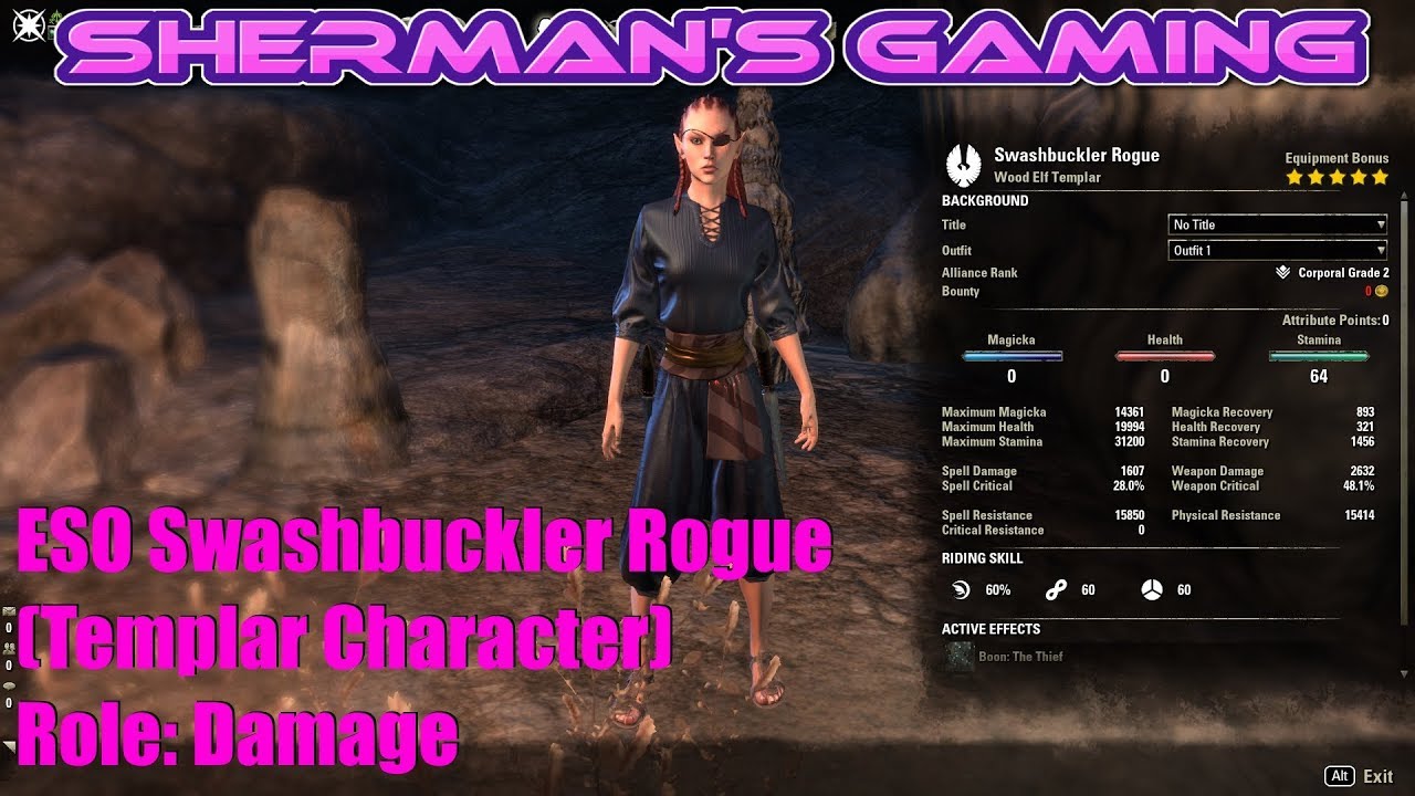 ESO Swashbuckler Rogue (Templar Character) Role: Damage - YouTube
