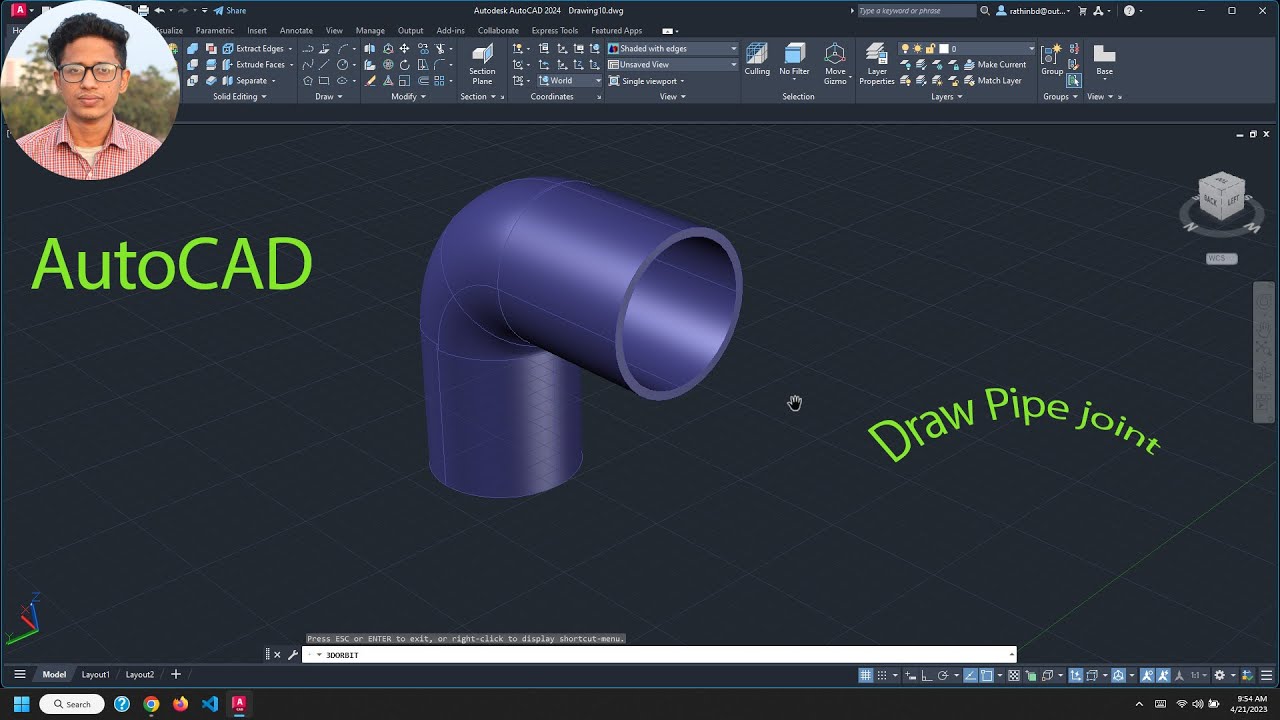 AutoCAD 3D Drawing || Make a Pipe Joint || Funny Clubs BD - YouTube
