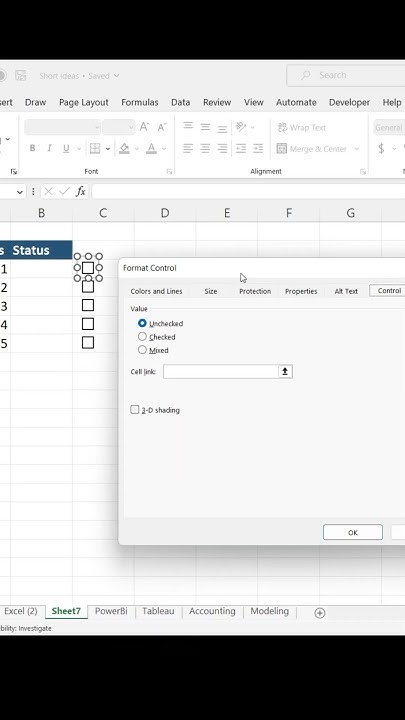 Checkboxes in #excel with progress bar and card #shorts - YouTube