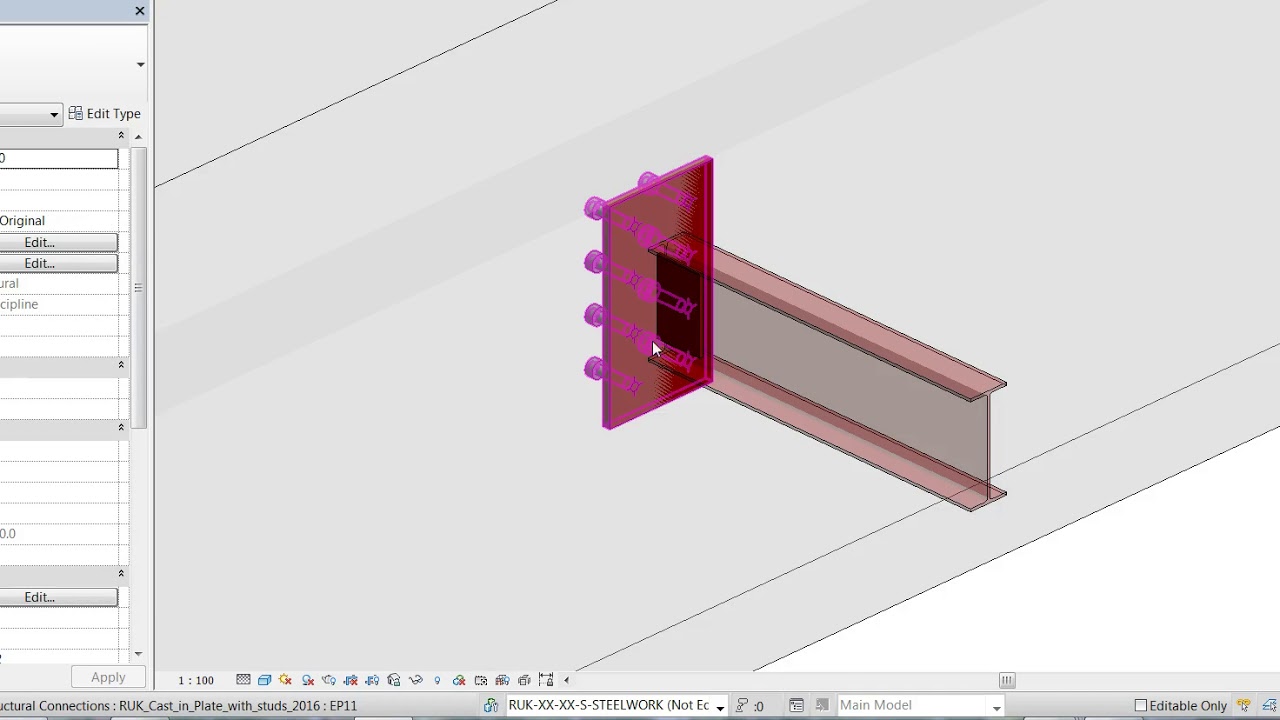 Parametric Embedment Plate with Parametric Studs - YouTube
