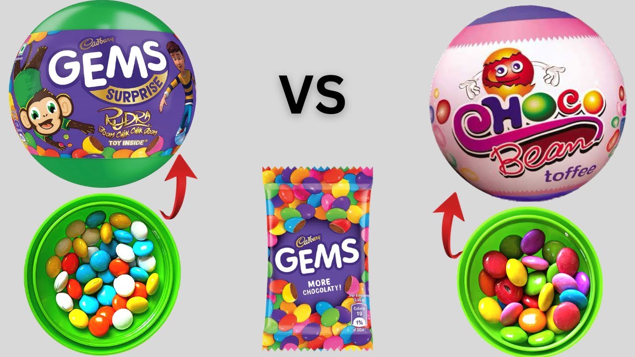 Cadbury Gems Surprise chocolate vs Gems Vs Cocoa Bean Toffee ...