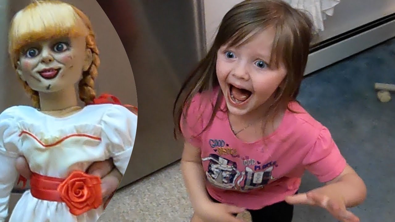 Toddlers Hilarious Reaction To Annabelle Doll - YouTube