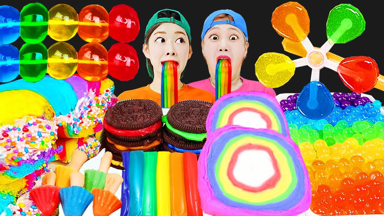 Asmr Rainbow Desserts 무지개 먹방 팝핑보바 보석젤리 별사탕 먹방 Popping Boba Jelly