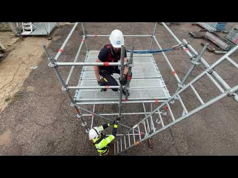 Scaffolding training instructions how to assemble simplest Layher scaffold construction step by ...
