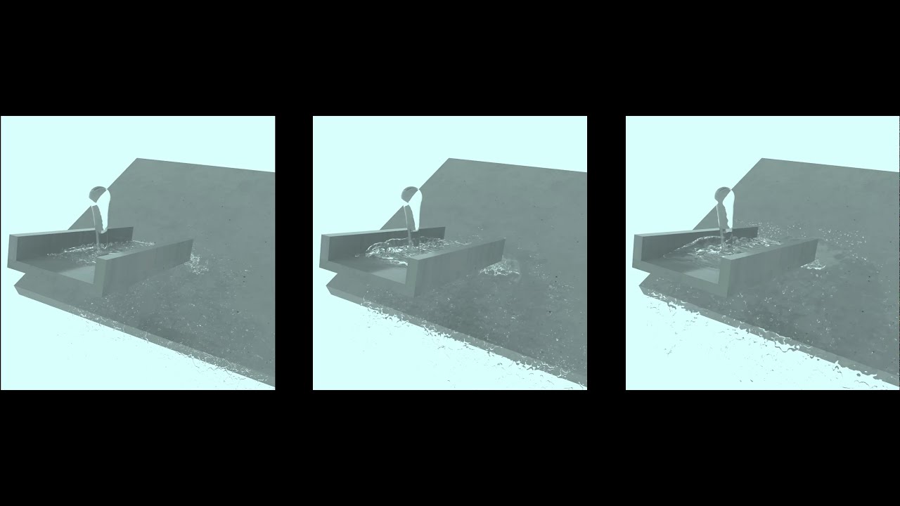 3DS Max - Water falling Study - Vortex Size Comparation - YouTube