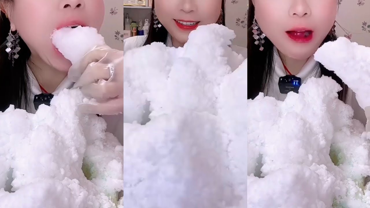 SOFTICE WHITEICE POWDERY ICE ASMR 💠 SQUEAKY SOFT ICE ASMR CRUNCHY 🥶ICE ...