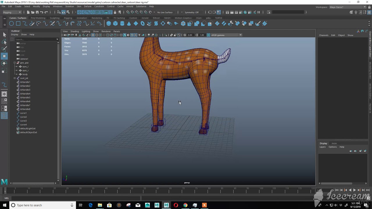 cartoon quadruped deer rigging in maya partt 05/14 - YouTube