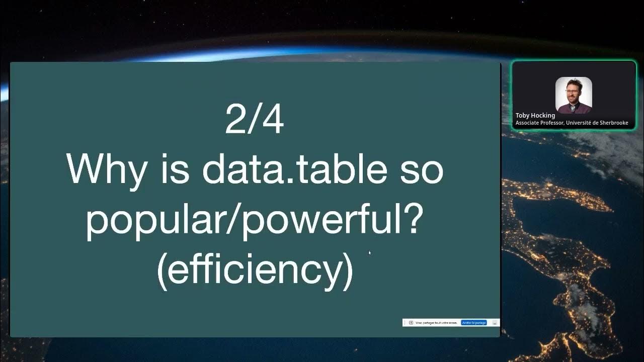 Toby Dylan Hocking- Using and contributing to the data.table package for efficient big data ...