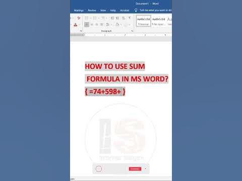 How to Use Sum Formula in MS Word | MS Word Shortcut Keys | #shorts ...