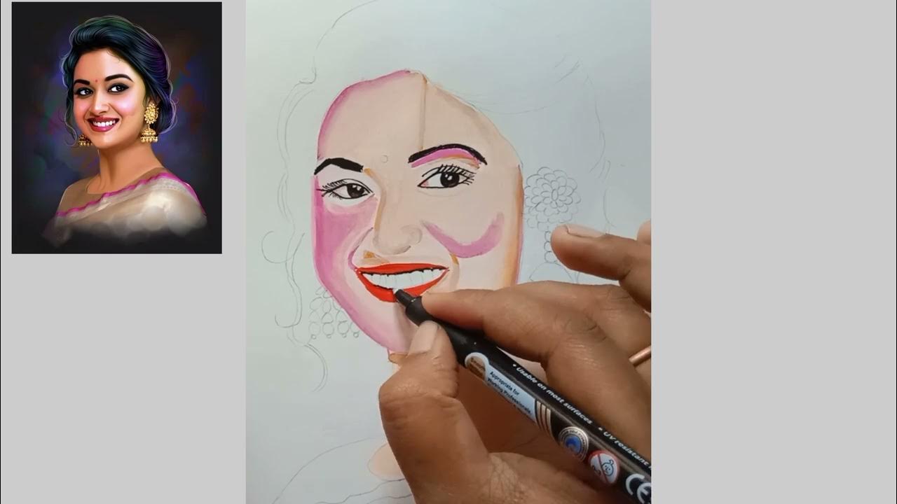 Drawing of Keerthy Suresh with water colour shades #keerthysuresh # ...