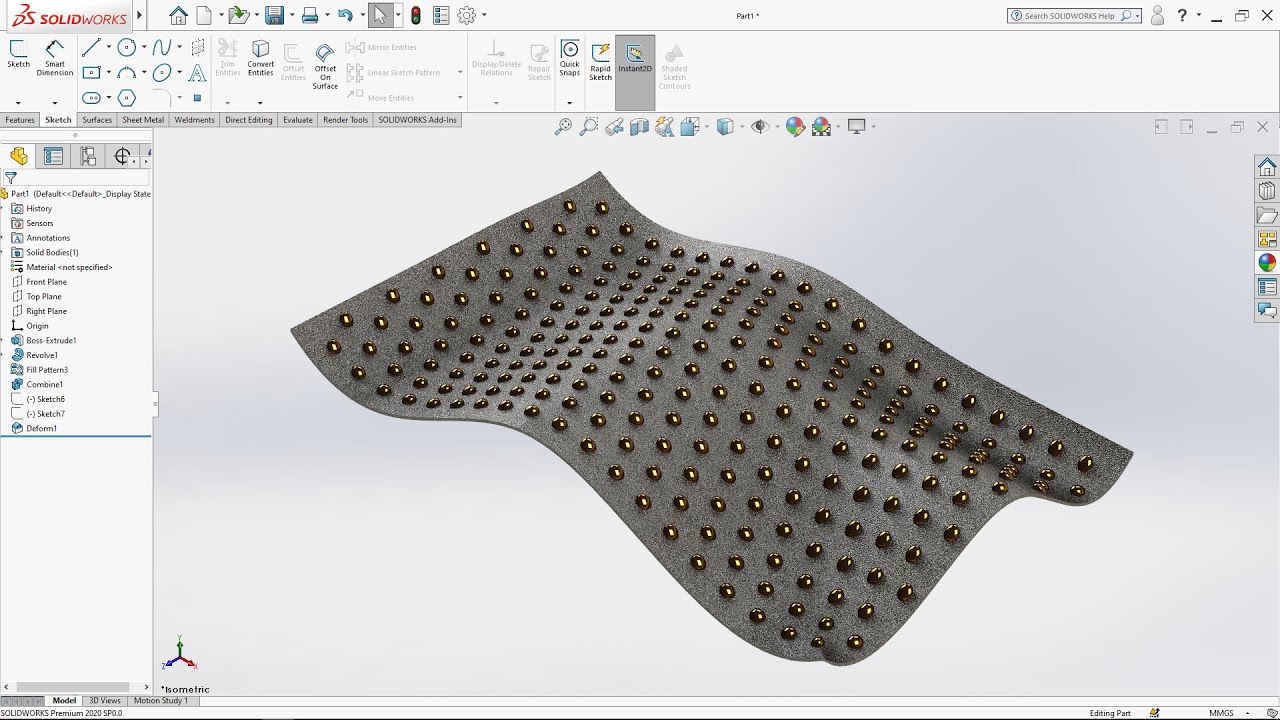【Solidworks】How to use deform and fill pattern in version 2020 | 3D CAD ...