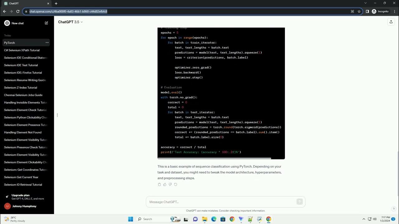 Pytorch Sequence Classification Youtube