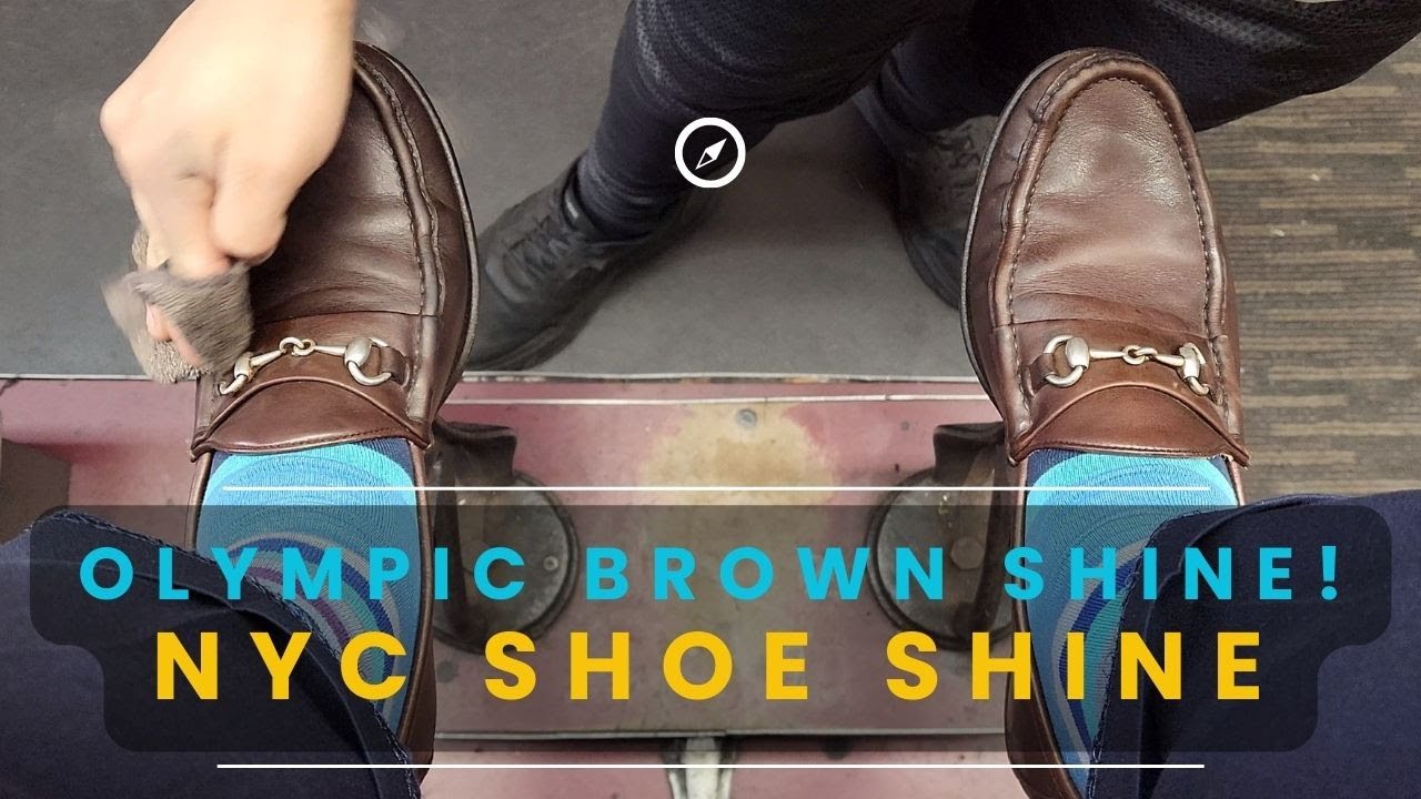Olympic Brown Allen Edmonds Shine! | NYC Shoe Shine - YouTube