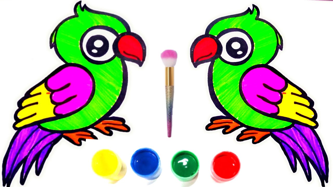 Coloring the Parrot | Parrot | Parrot Coloring | Learn colors | Parrot ...