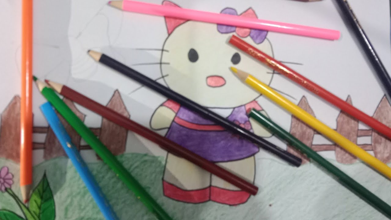 kitten draw with color for kids step by step - YouTube