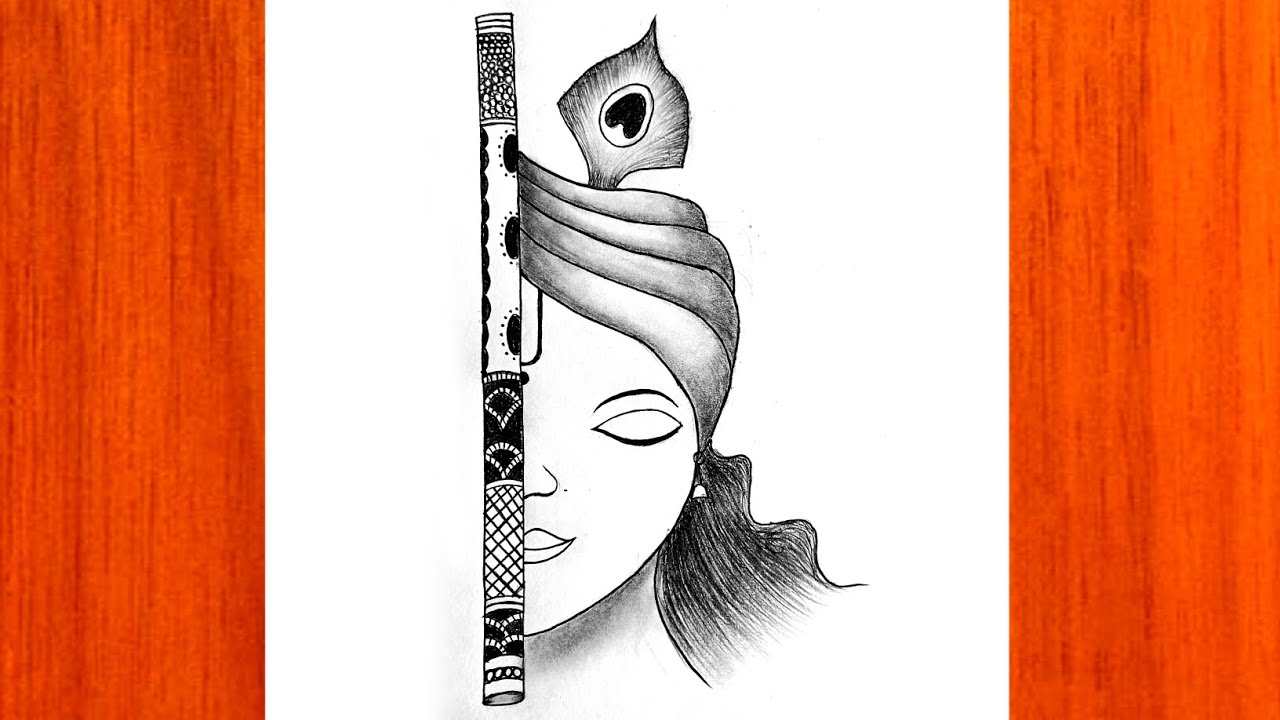 How to draw krishna half face, easy drawing for beginners || Krishna ...