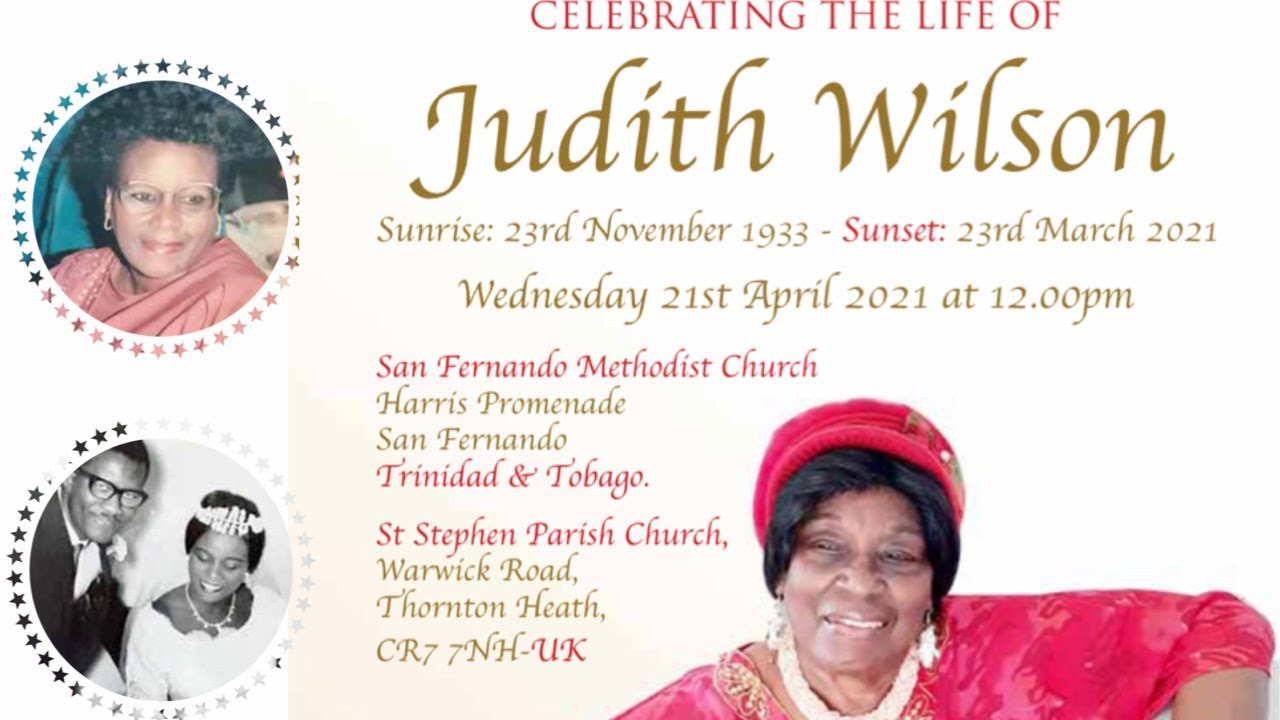JUDITH WILSON FAREWELL SERVICE. 21.4.2021 - YouTube